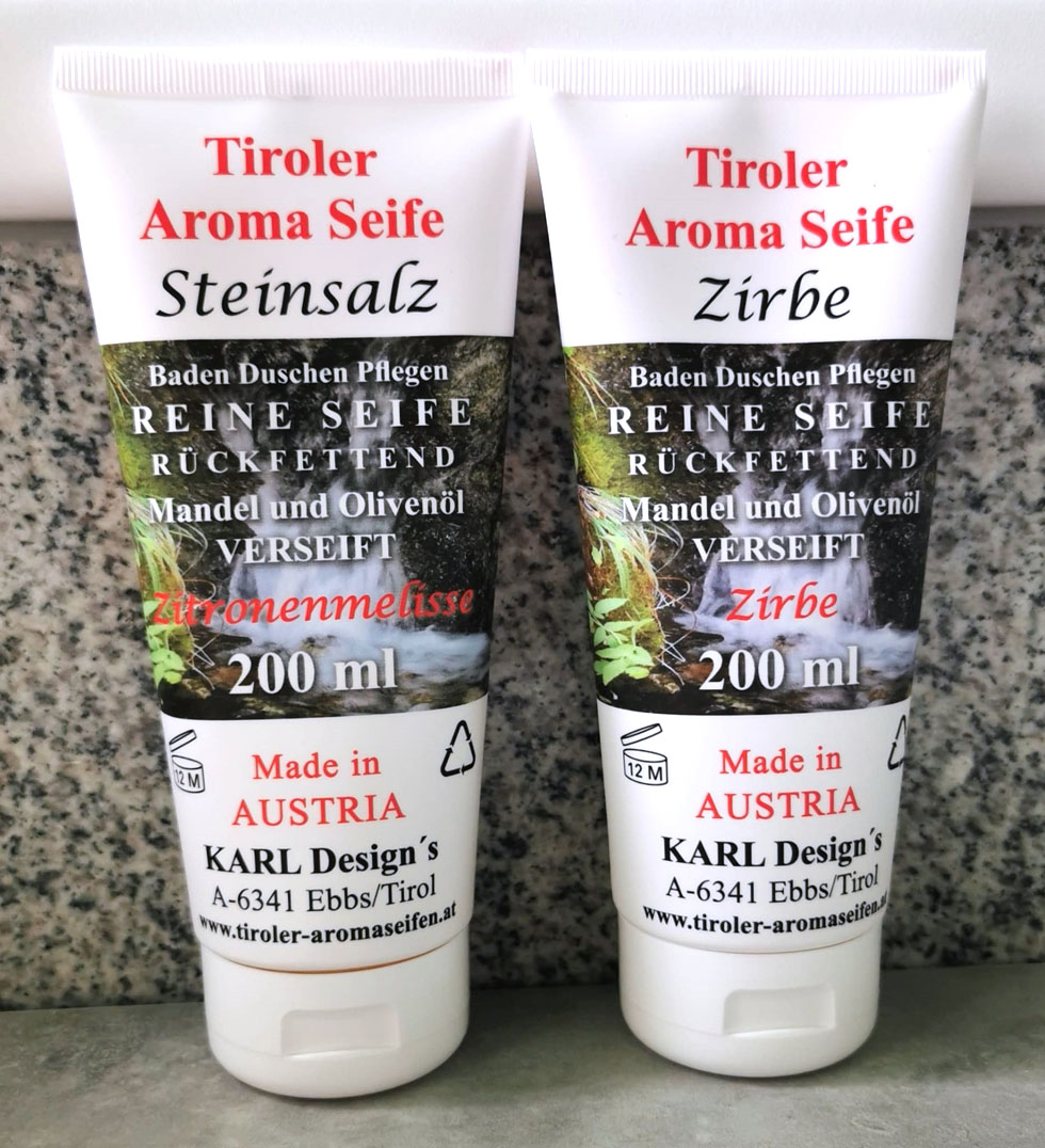 Flüssigseifen Badesalze | Tiroler Aroma Seifen KARL Design's Karl ...